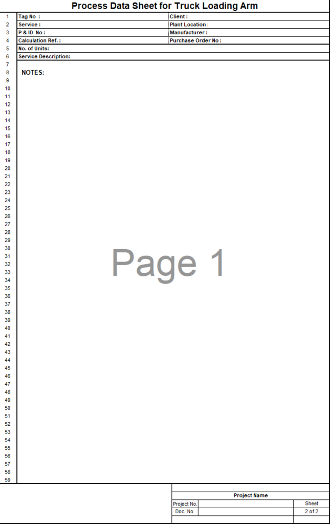 Blank Process Datasheet for Truck Loading Arm- Download